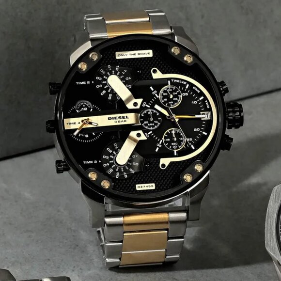 Diesel | Accessories | Diesel Dz7459 Black Chronograph Dial Goldsilver ...